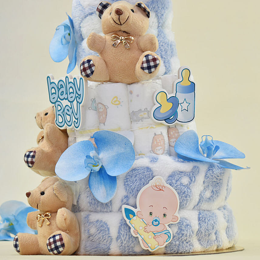 Online Baby Boy Happiness Diaper Bouquet Gift Delivery in UAE - FNP