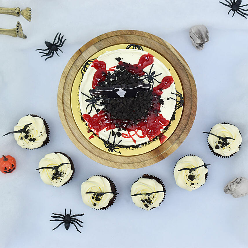 Online Evil Halloween Cake and Cup Cakes Gift Delivery in UAE - FNP