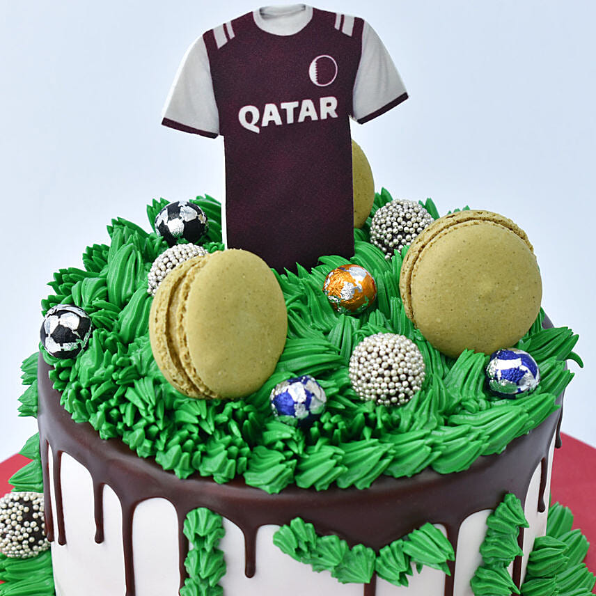 Online Qatar Football Fan Designer Vanilla Cake Gift Delivery in UAE - FNP